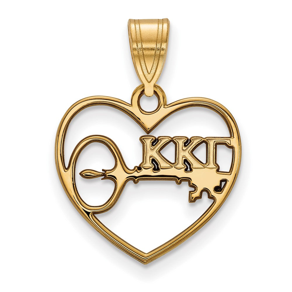 Gold Plated Sterling Silver Logoart Kappa Gamma Sorority Symbol Heart ...