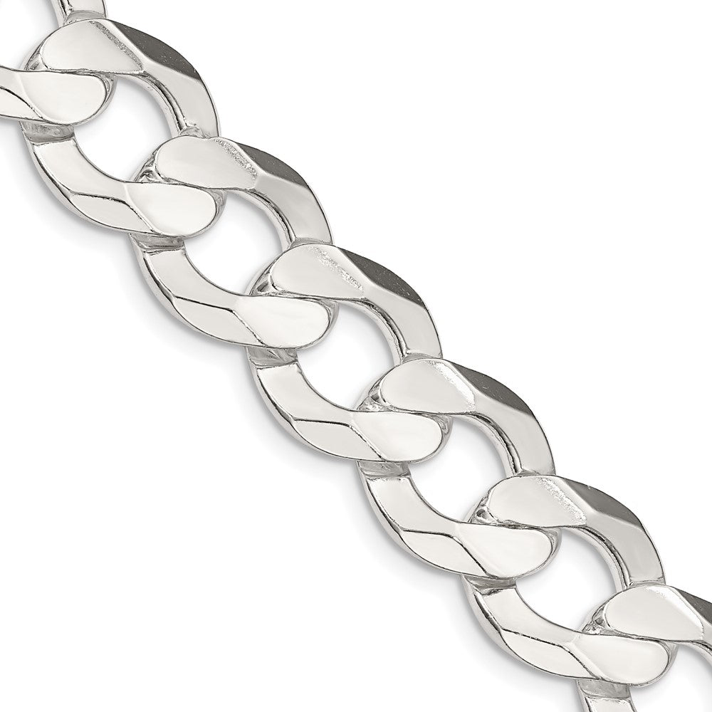 24 Inch Sterling Silver 14.0mm Concave Beveled Curb Chain Necklace ...