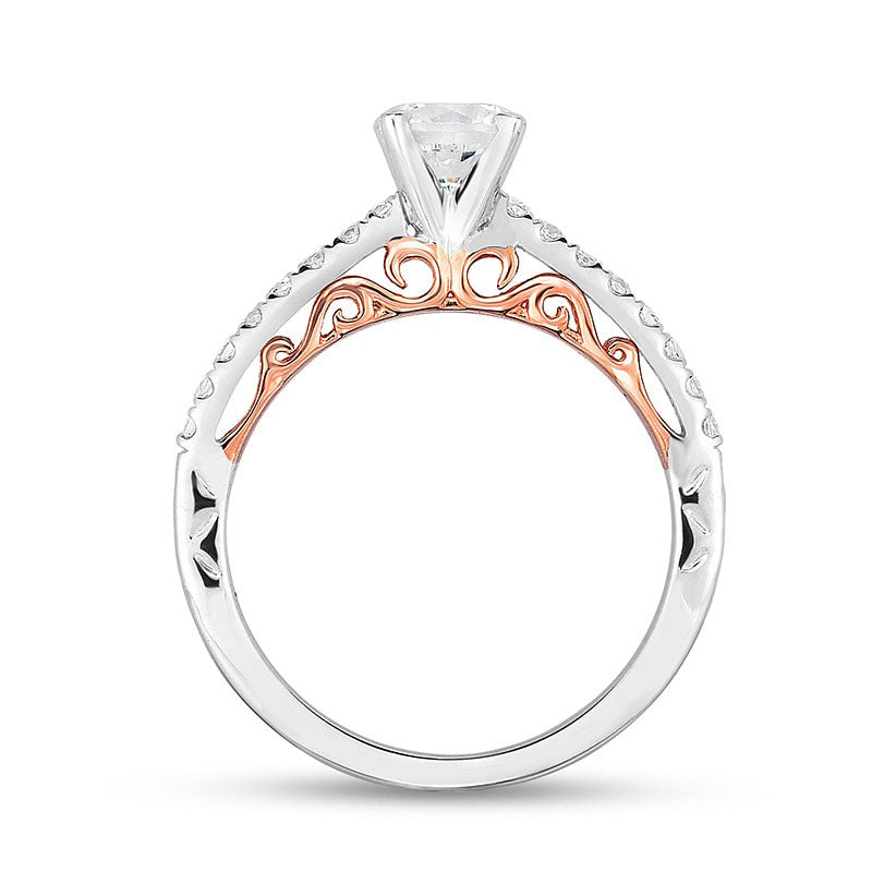 Previously Owned Adrianna Papell 1.25 ct. T.W. Natural Diamond Antique Vintage Style Engagement Ring in Solid 14K Two Tone Gold I I1
