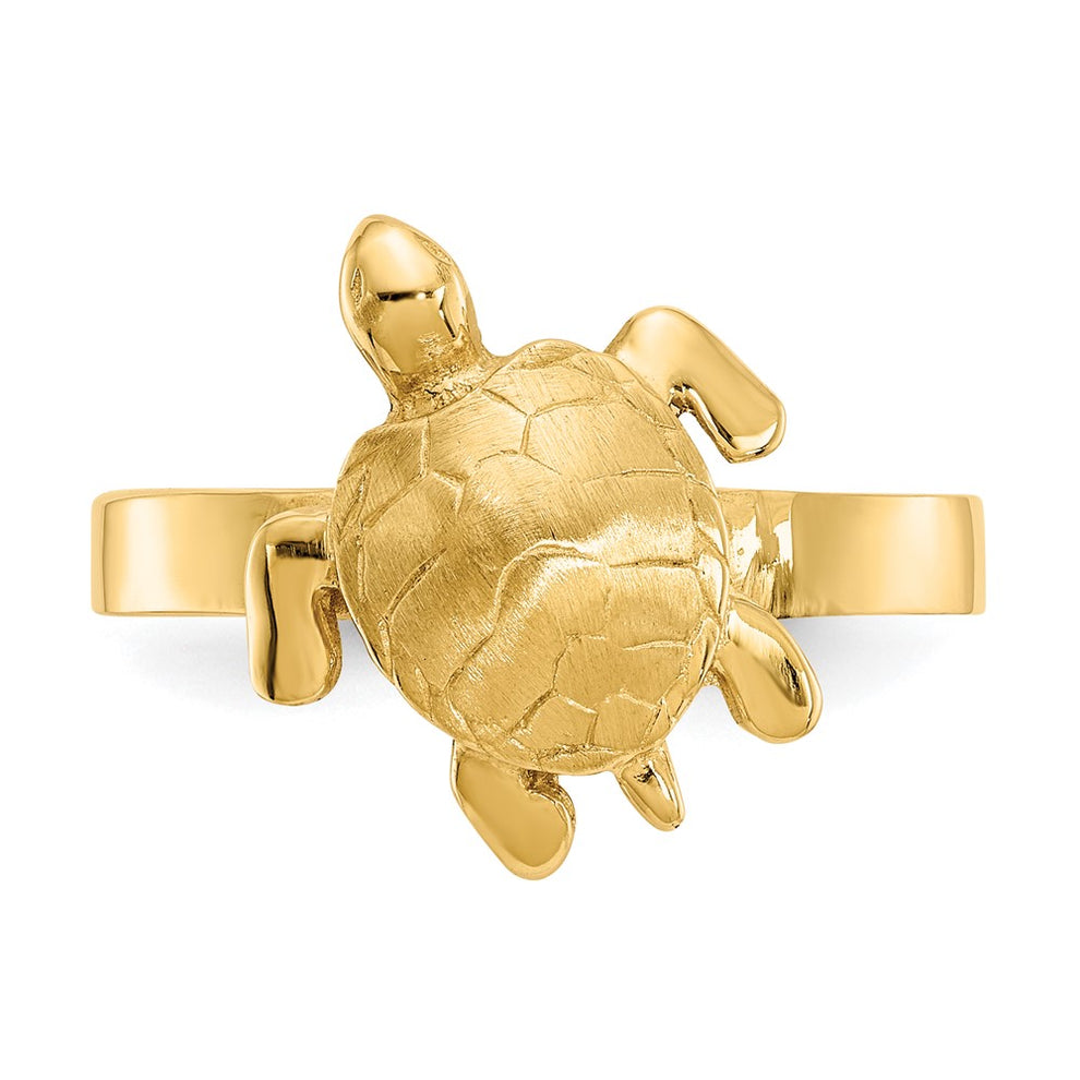 14K Gold Polished / Textured Sea Turtle Ring – Goldia.com