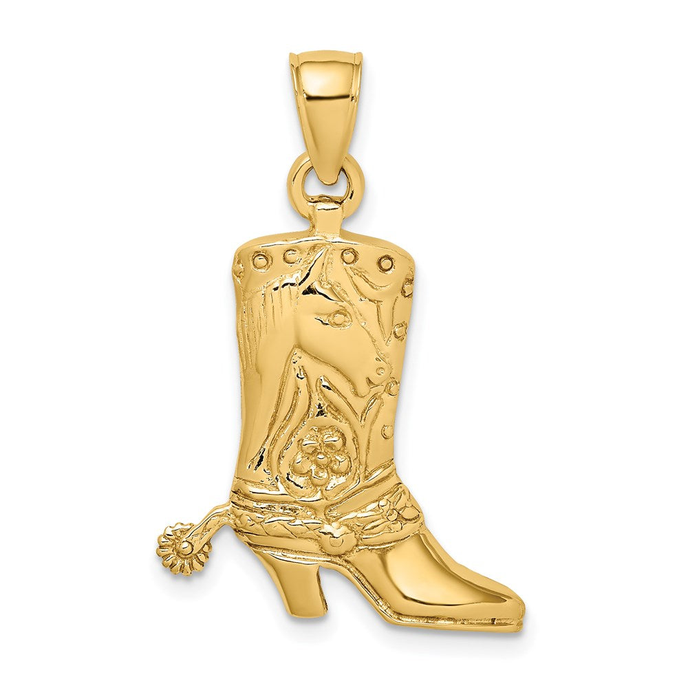14k Yellow Gold Cowboy Boot with Spur Charm – Goldia.com