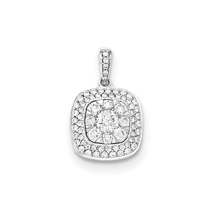 14k White Gold Real Diamond Square Pendant – Goldia.com