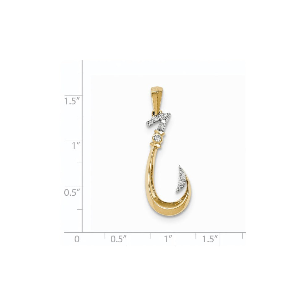 14K Yellow Gold Real Diamond Fish Hook Pendant – Goldia.com