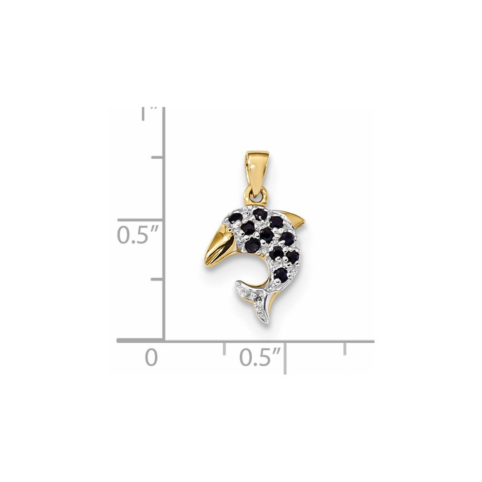 14K Gold with Diamond and Sapphire Dolphin Polished Pendant – Goldia.com
