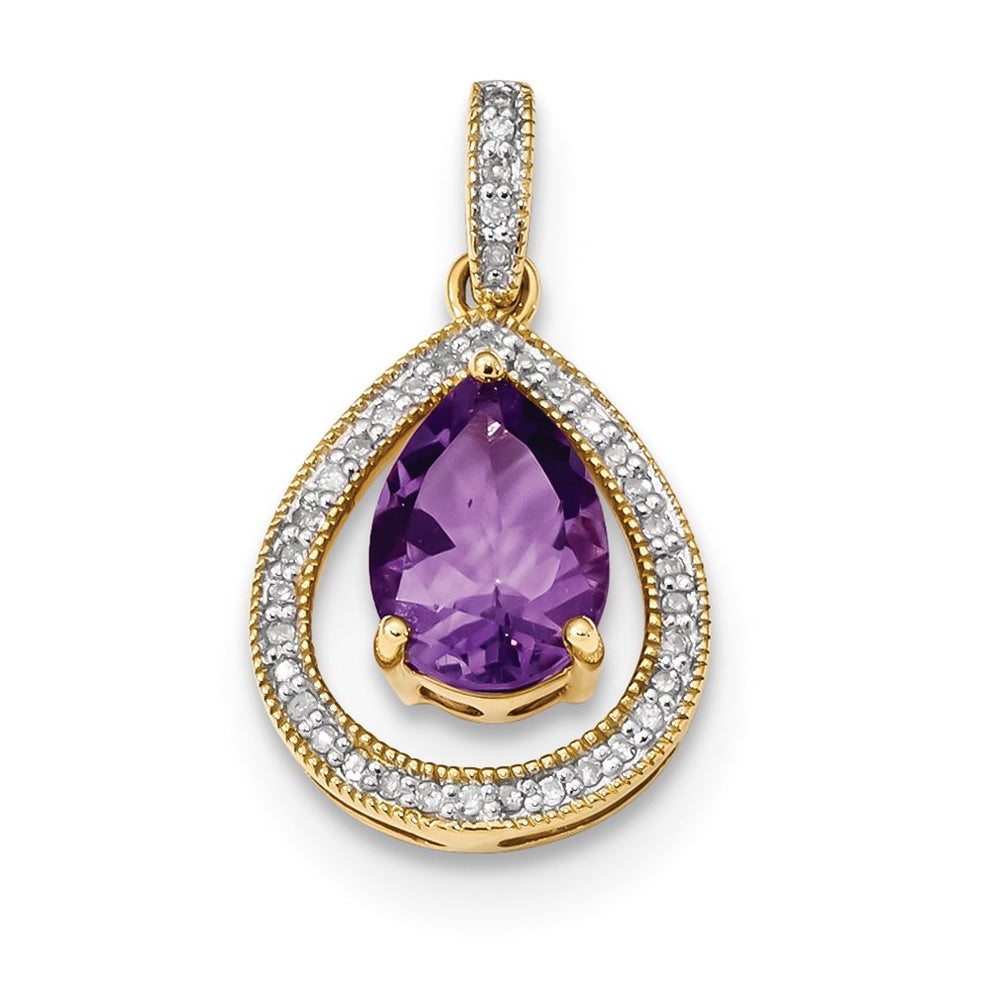 14k Diamond and Amethyst Teardrop Pendant – Goldia.com